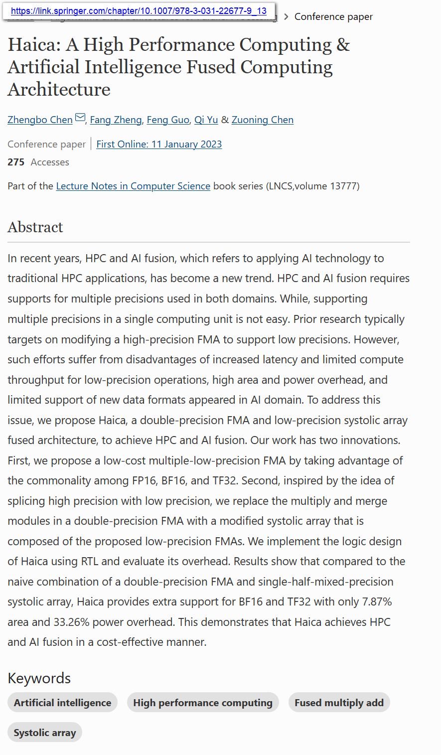 OGAWA, Tadashi on Twitter: "=> ICA3PP 2022 Haica: HPC & AI Fused Computing, Wuxi, CAS https://t ...