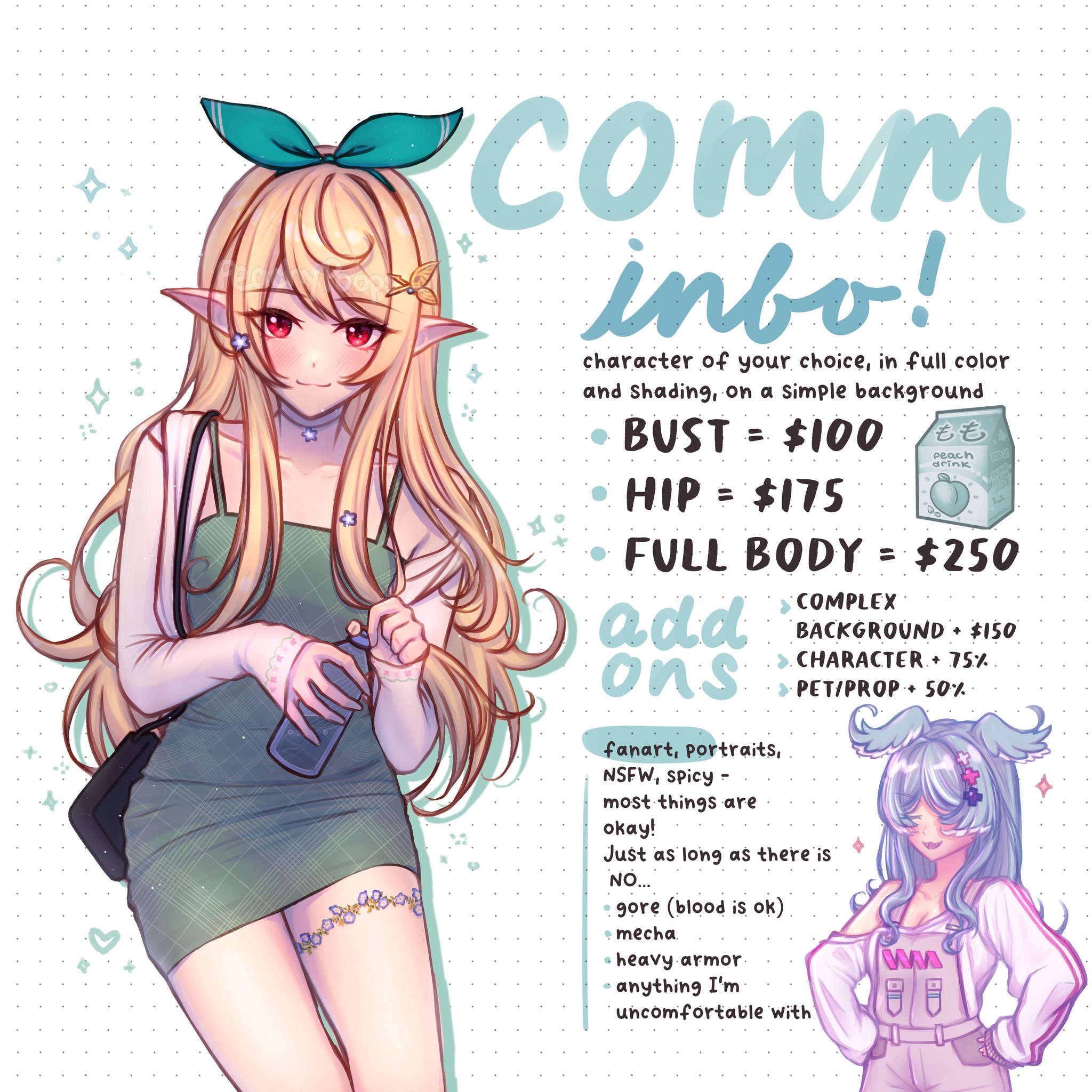 PeachyPoops 🍑 on Twitter: "i'm opening illustration and streaming graphics c0mmissions! 🎉 ...