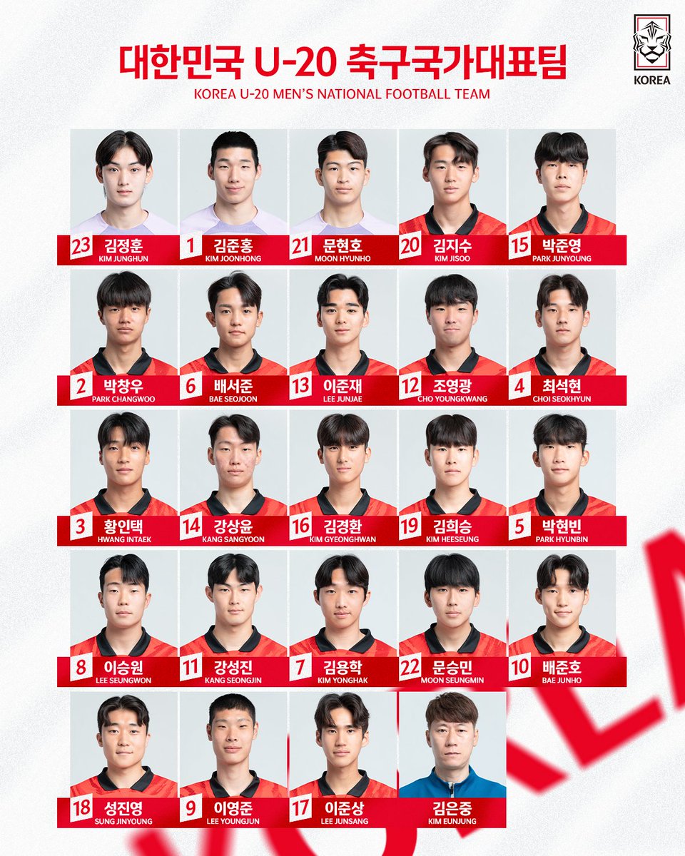 theKFA on Twitter: "⚡월드컵을 향한 김은중호의 출항!⚡ 2023 AFC U-20 아시안컵에 출전하는 🇰🇷U-20 축구국가대표팀의 배번명단을 공개합니다! 📌 ...