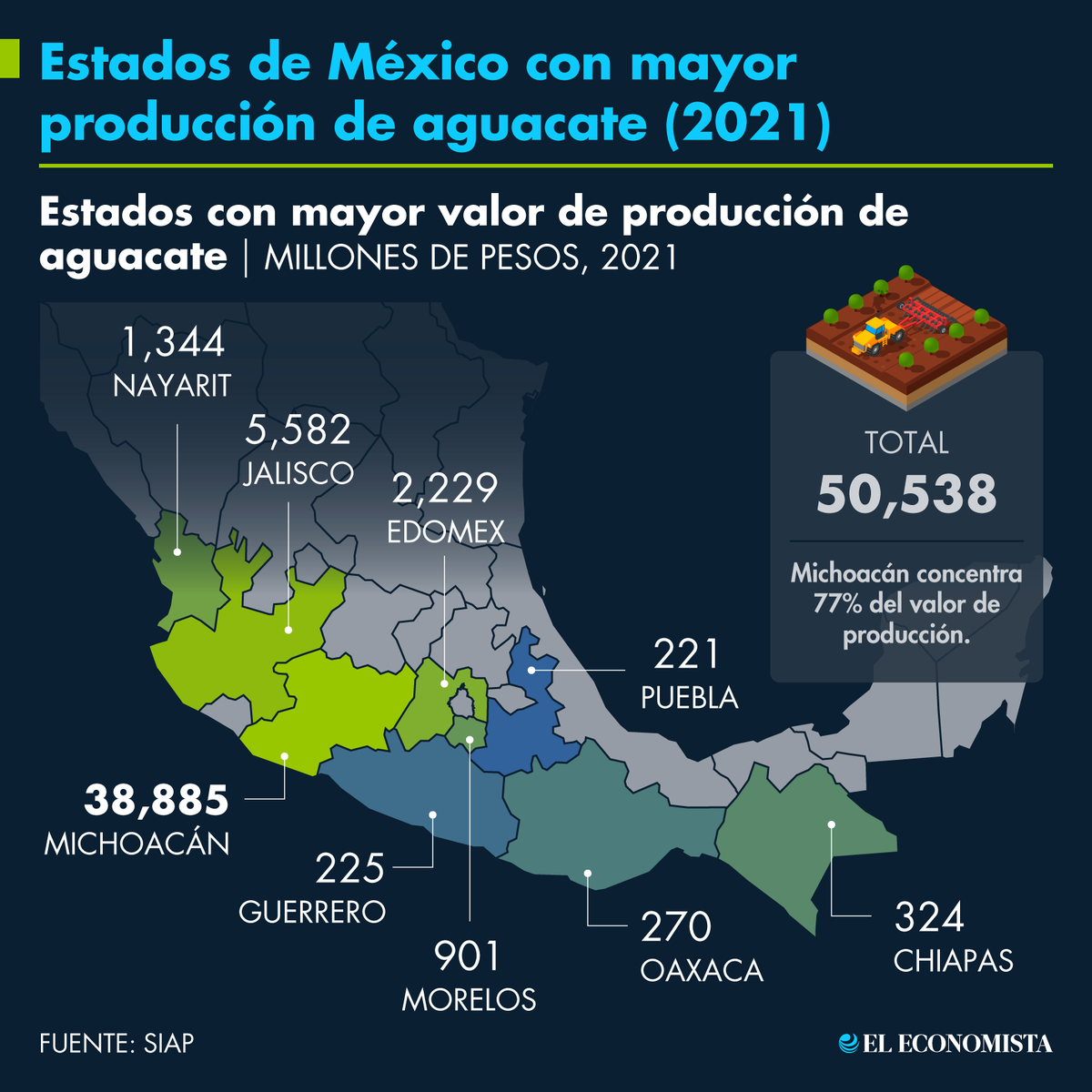 📌 Infografía | Estados de México con mayor producción de aguacate (2021 ...