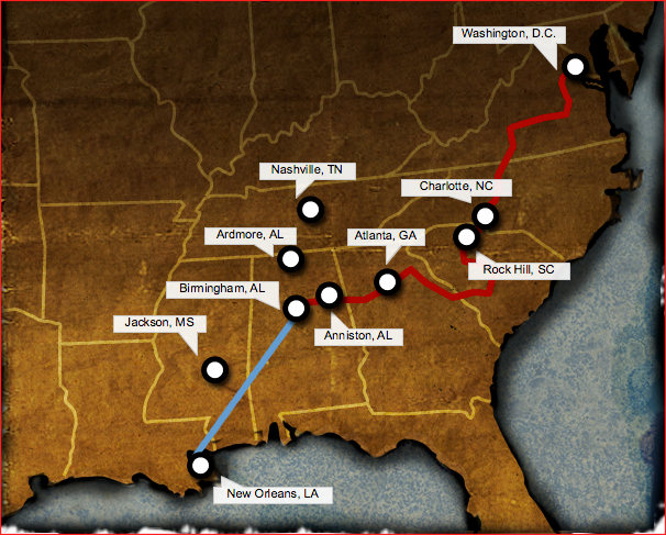 Freedom Riders Map