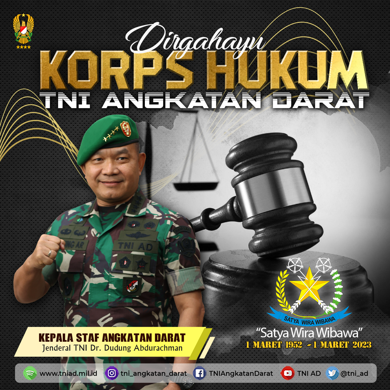 Tni Ad On Twitter Dirgahayu Korps Hukum Tni Angkatan Darat Satya
