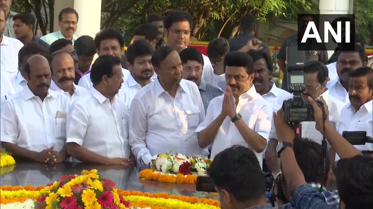 Tamil Nadu CM MK Stalin pays floral tribute to his father & former CM M ...
