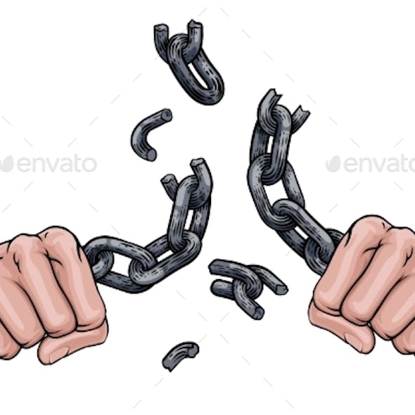 Hands Breaking Chains Drawing