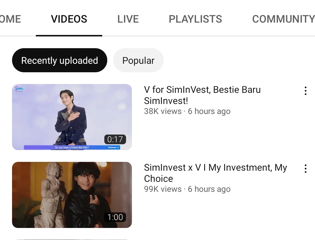 on Twitter: "Please watch taehyung's ad for SimInvest through official links. Let's make them ...