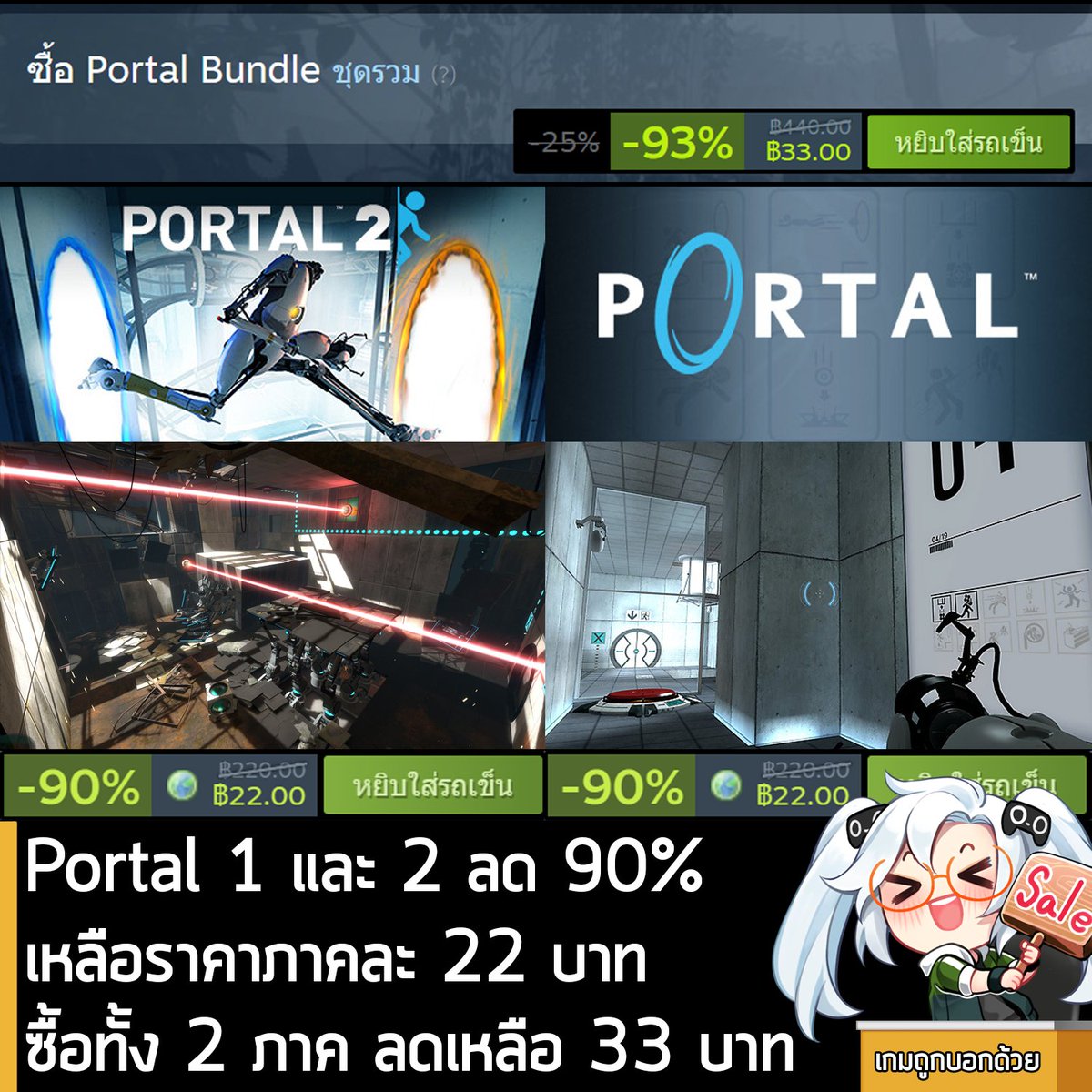 เกมถูกบอกด้วย on Twitter: "Portal และ Portal 2 กำลังลดราคา 90% เหลือราคาภาคละ 22 บาท . กรณีซื้อ ...
