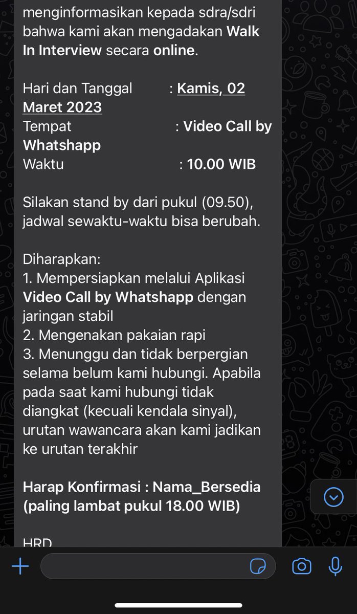 BACA RULES (s.id/worksfess) on Twitter: "Work! Temenku di chat buat interview jam 3 sore tadi ...