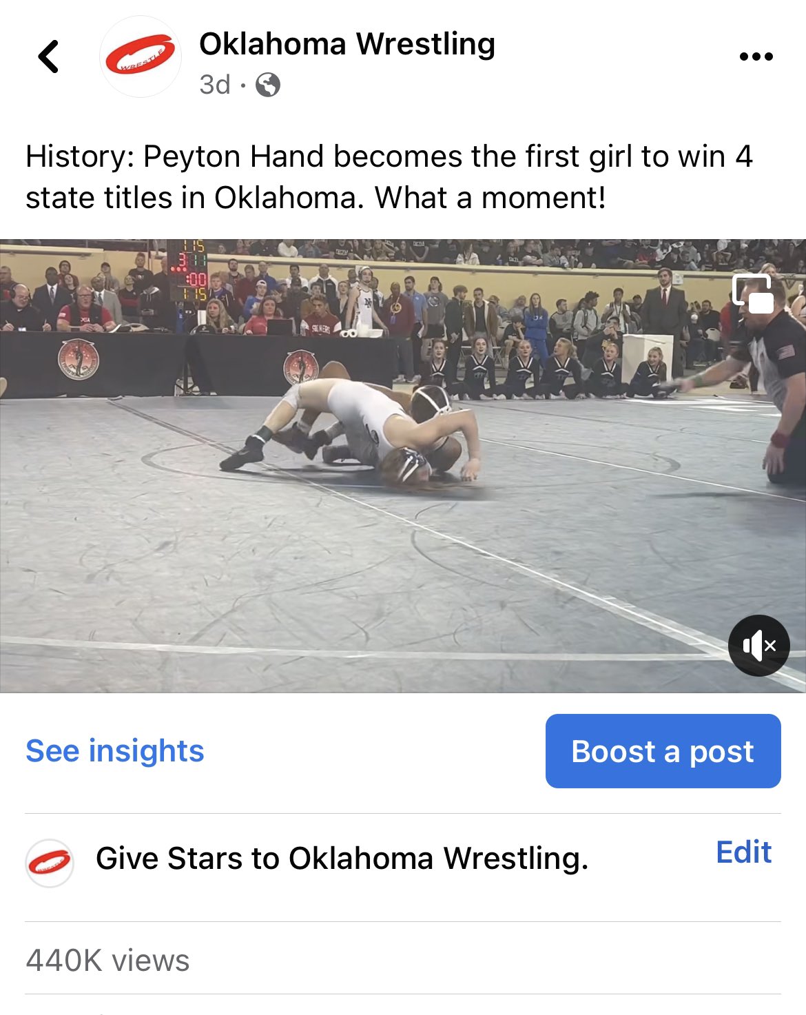 Oklahoma Wrestling on Twitter: "Across Twitter, Facebook, and Instagram, our video of Peyton ...