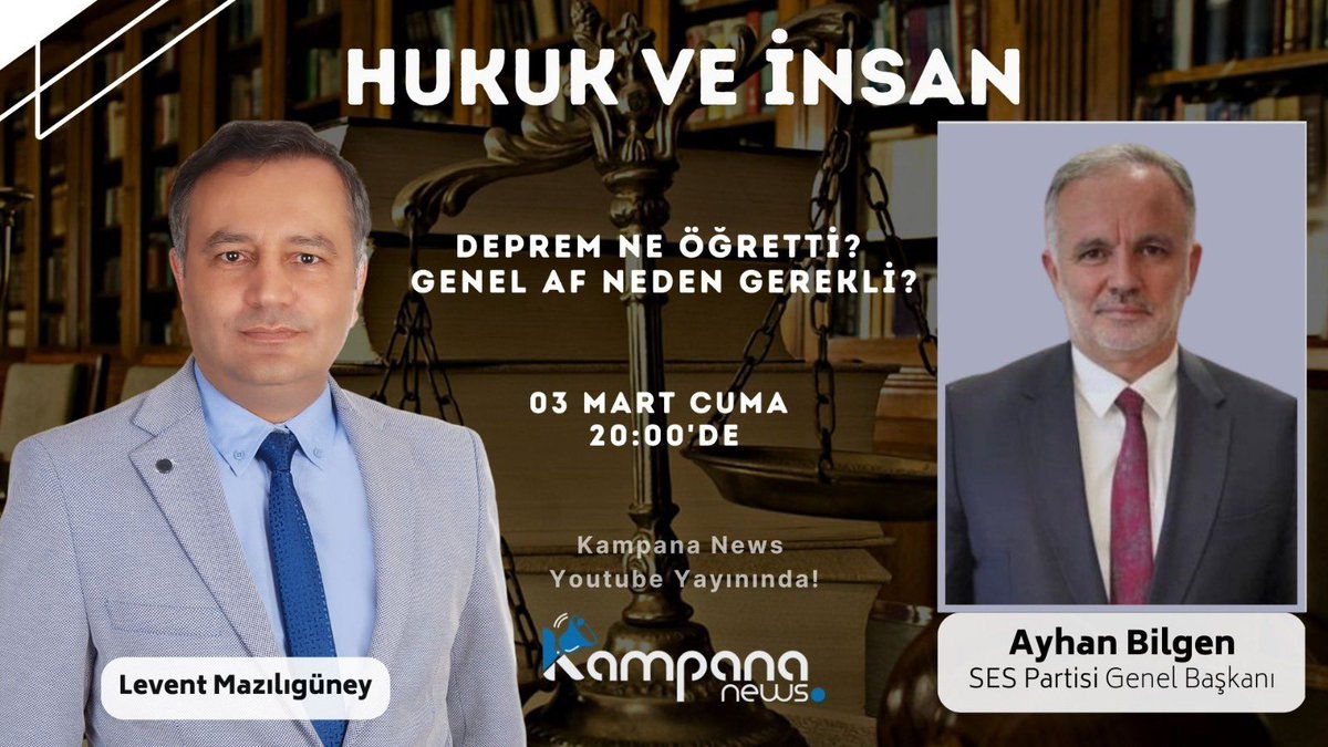 SES PARTİSİ on Twitter: "Genel Başkanımız Sn. Ayhan Bilgen @AvLeventism ‘in sunacağı Hukuk ve ...
