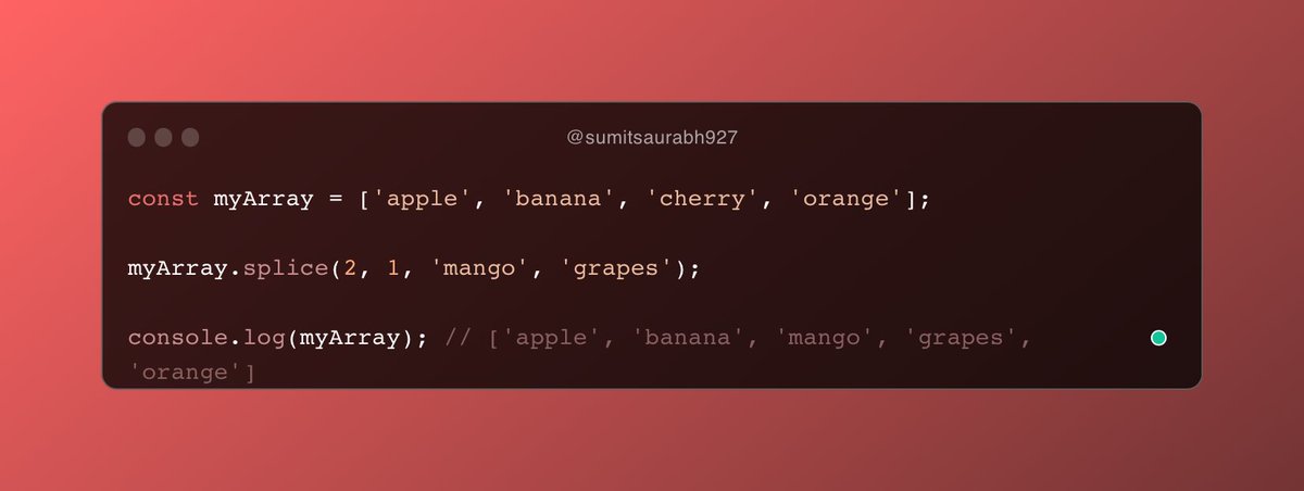 Javascript explained: splice() method in arrays! - Thread from Sumit | Javascript + React ...