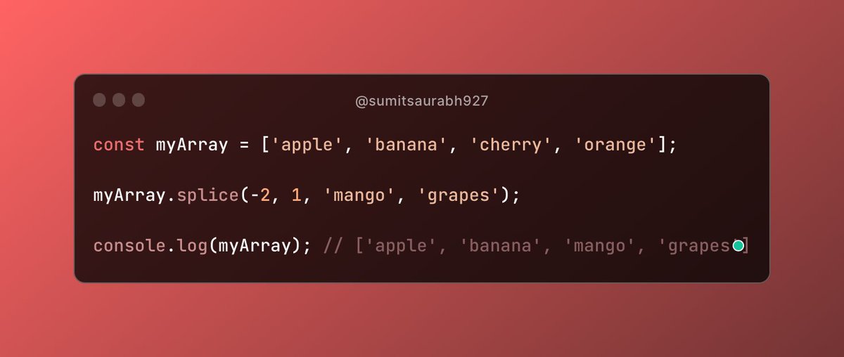Javascript Explained Splice Method In Arrays Thread From Sumit Javascript React