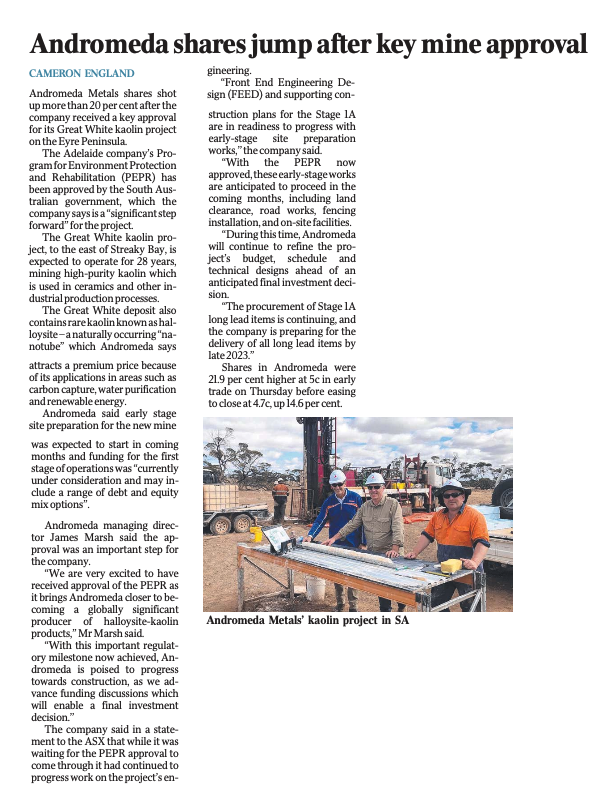 Andromeda Metals on Twitter: "Andromeda shares jump after key mine approval via @australian #ASX ...
