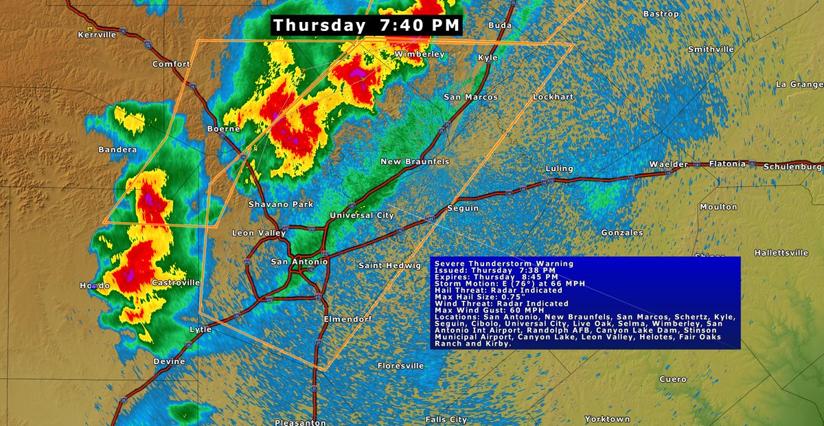 Brian Alonzo on Twitter: "7:40PM: Severe Thunderstorm Warning issued for Bexar county until 8 ...