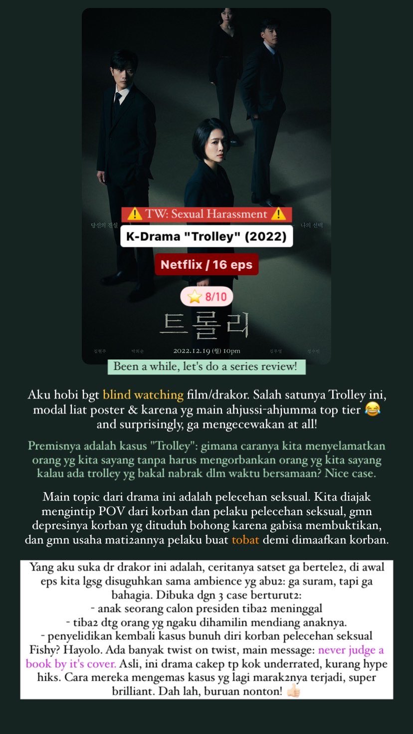 K-Drama Menfess on Twitter: "•kdm• ⚠️ TROLLEY (2022) ⚠️ spoiler tipis Mau ngeracunin kalian yg ...