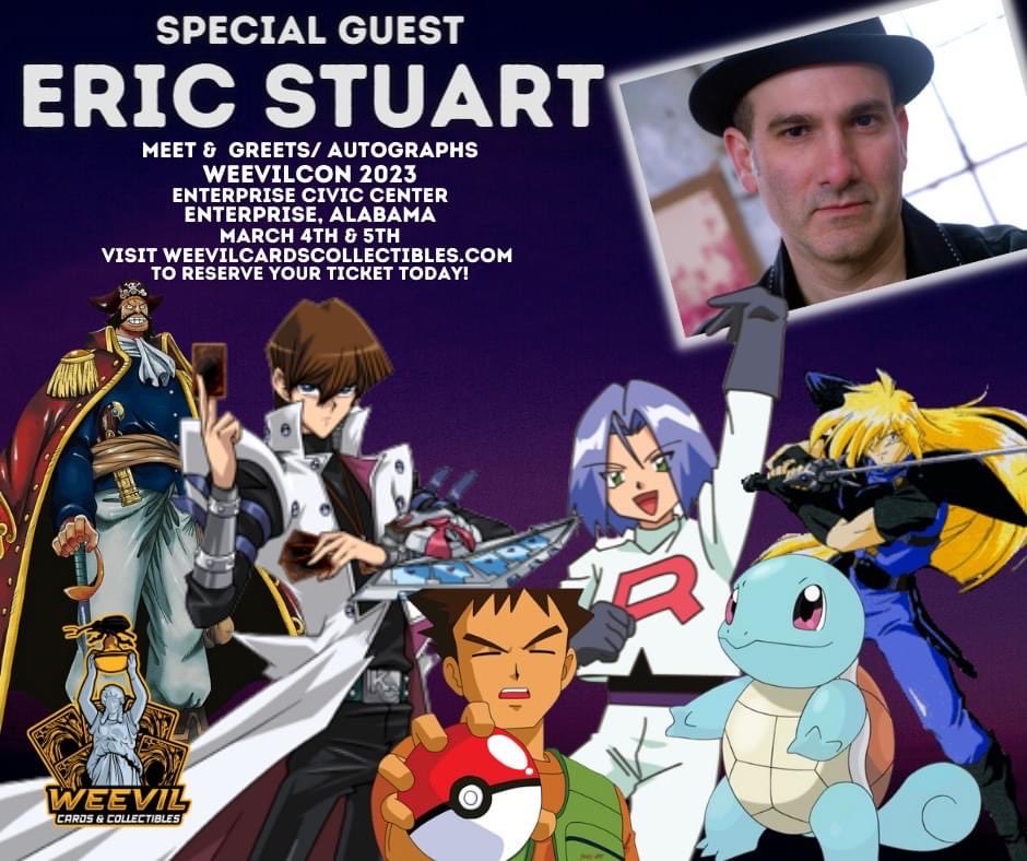 Eric Stuart on Twitter: "Next up…WeevilCon in Enterprise AL March 4&5 #pokemon #theOG #yugioh # ...