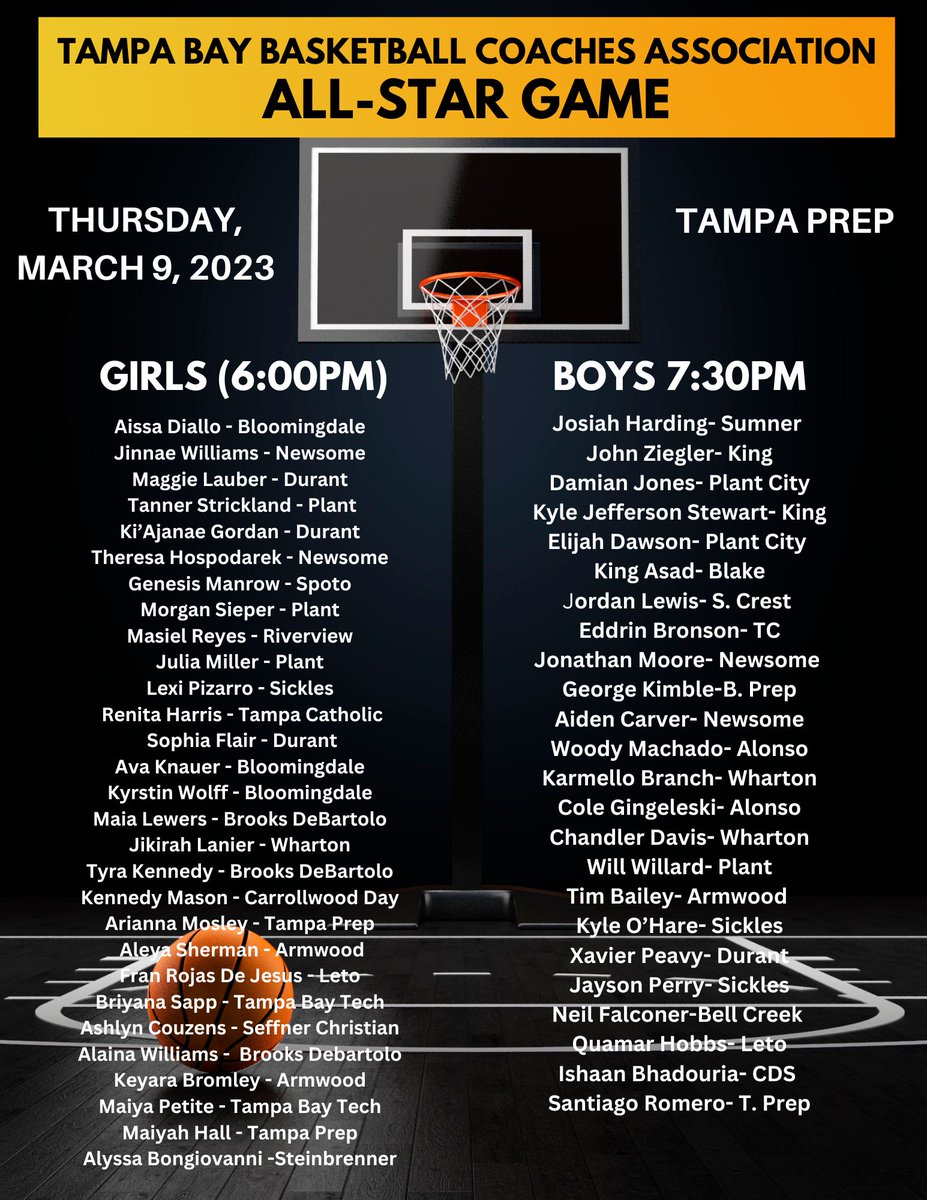 Tampa Bay Basketball Coaches Association on Twitter: "Come out and watch our Tampa Bay ...