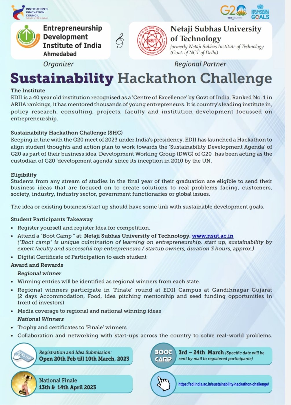 Netaji Subhas University of Technology on Twitter: "Exciting news! Join the Sustainability ...