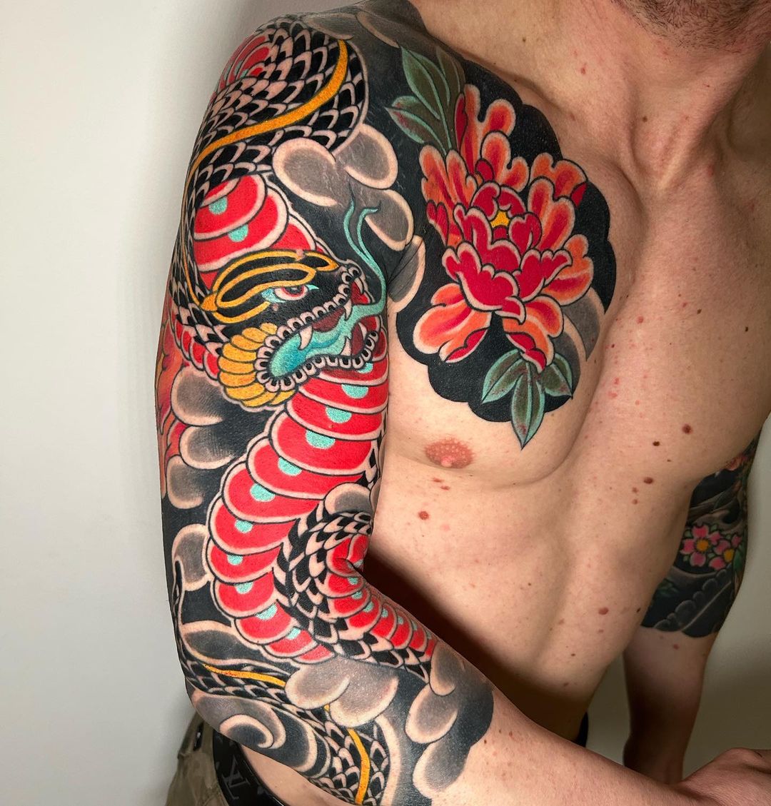 Japanese Snake Tattoo Sleeve