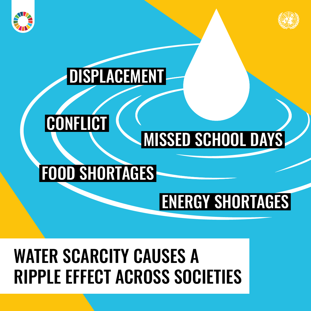 United Nations on Twitter: "Water scarcity causes ripple effects: 🧳 ...