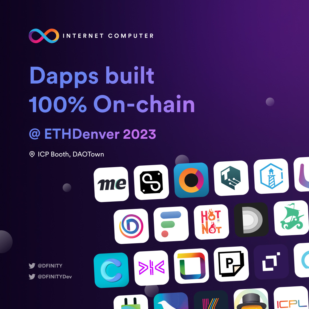 DFINITY on Twitter: "It's buzzing #ICP at #ETHDenver2023 Meet these 100% on-chain dapps ...