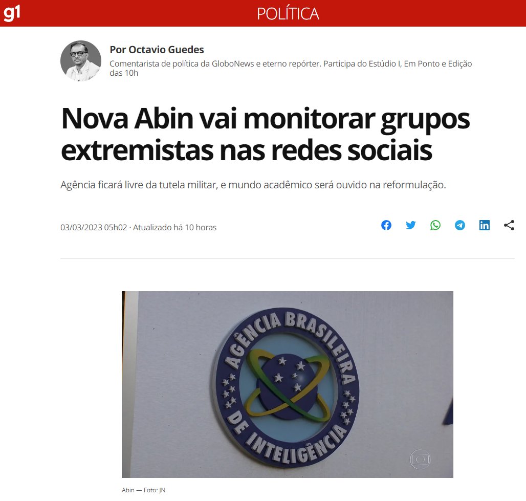 Leandro Ruschel 🇧🇷🇺🇸🇮🇹🇩🇪 on Twitter: "PT retira a Abin das mãos dos militares e a coloca sob ...