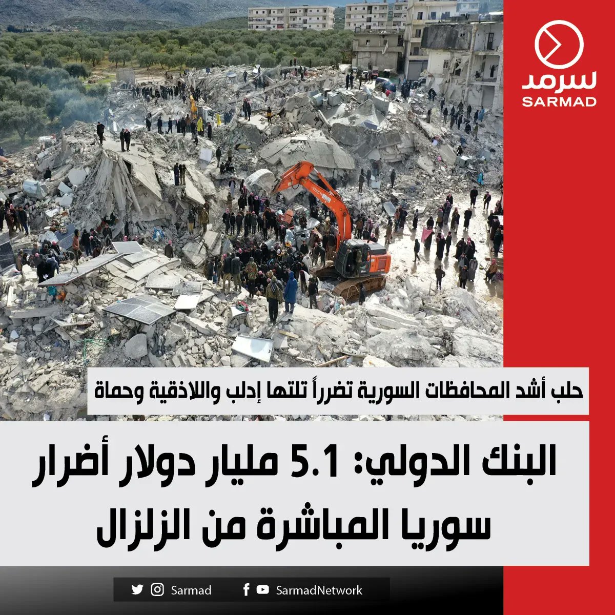 شبكة سرمد الإعلامية البنك الدولي 5 1 مليار دولار أضرار سوريا