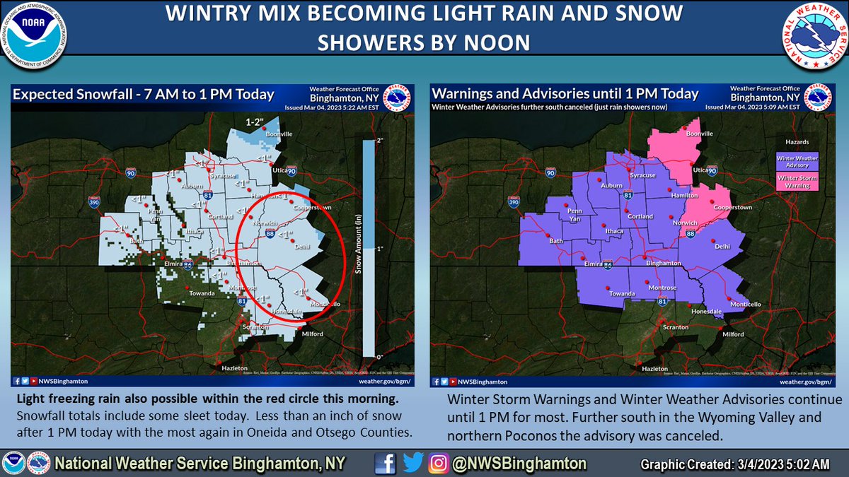 NWS Binghamton on Twitter: "Winter storm winding down. A little lingering snow, sleet, and ...