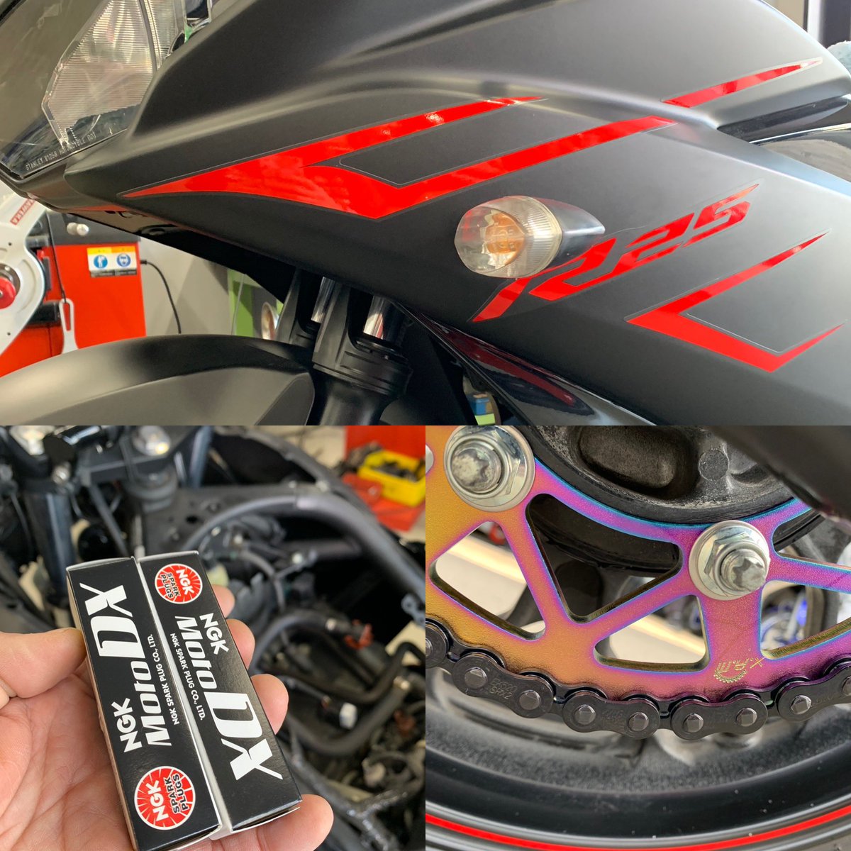YSP筑紫 on Twitter: "YZF-R25さん、プラグ交換とドライブチェーン、スプロケット交換(^^)さぁツーリング行きましょう！！ご依頼ありがとうございました ...