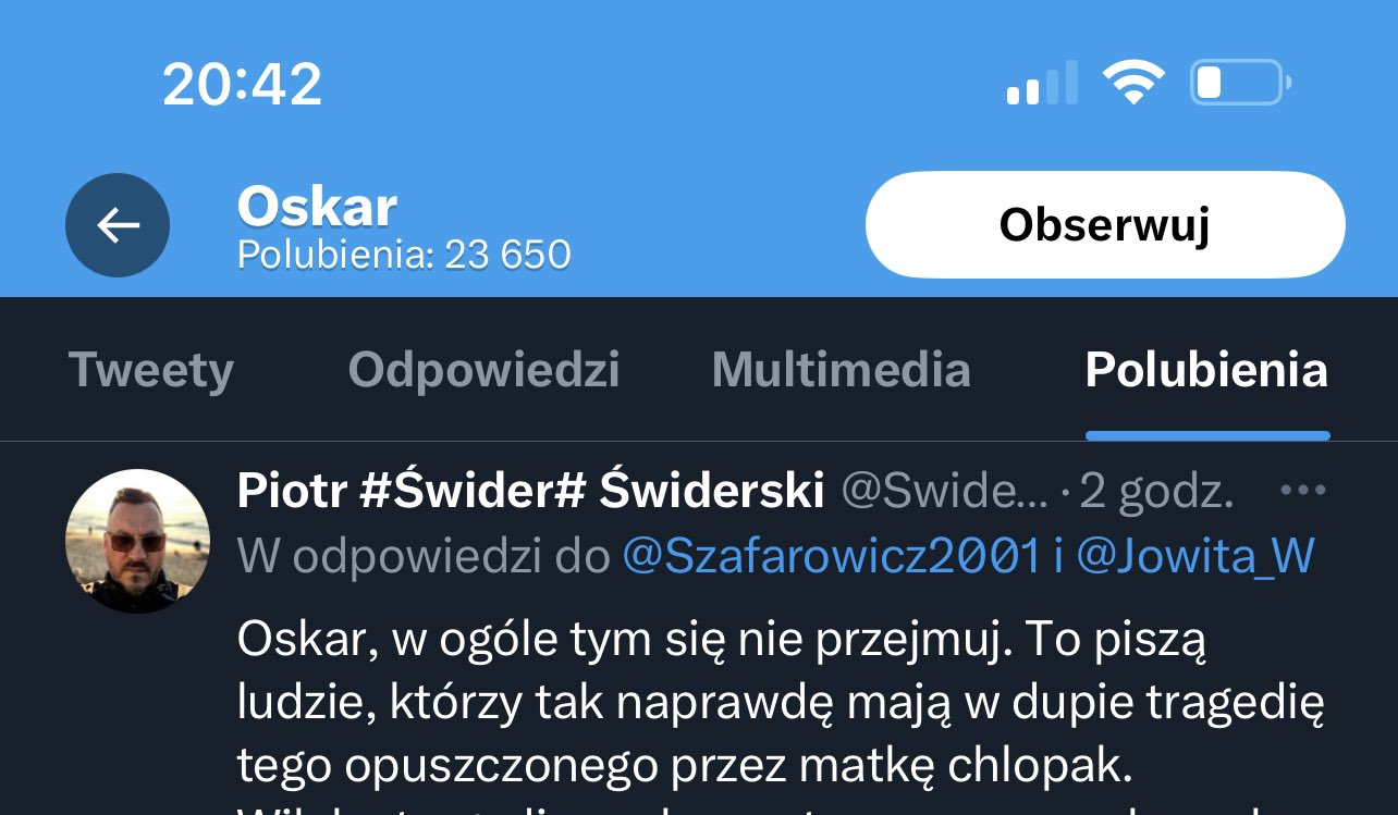 Przemek Langier on Twitter: "@PatrykSlowik Dorzuciłbym screenshot lajka, jakiego pan Oskar ...