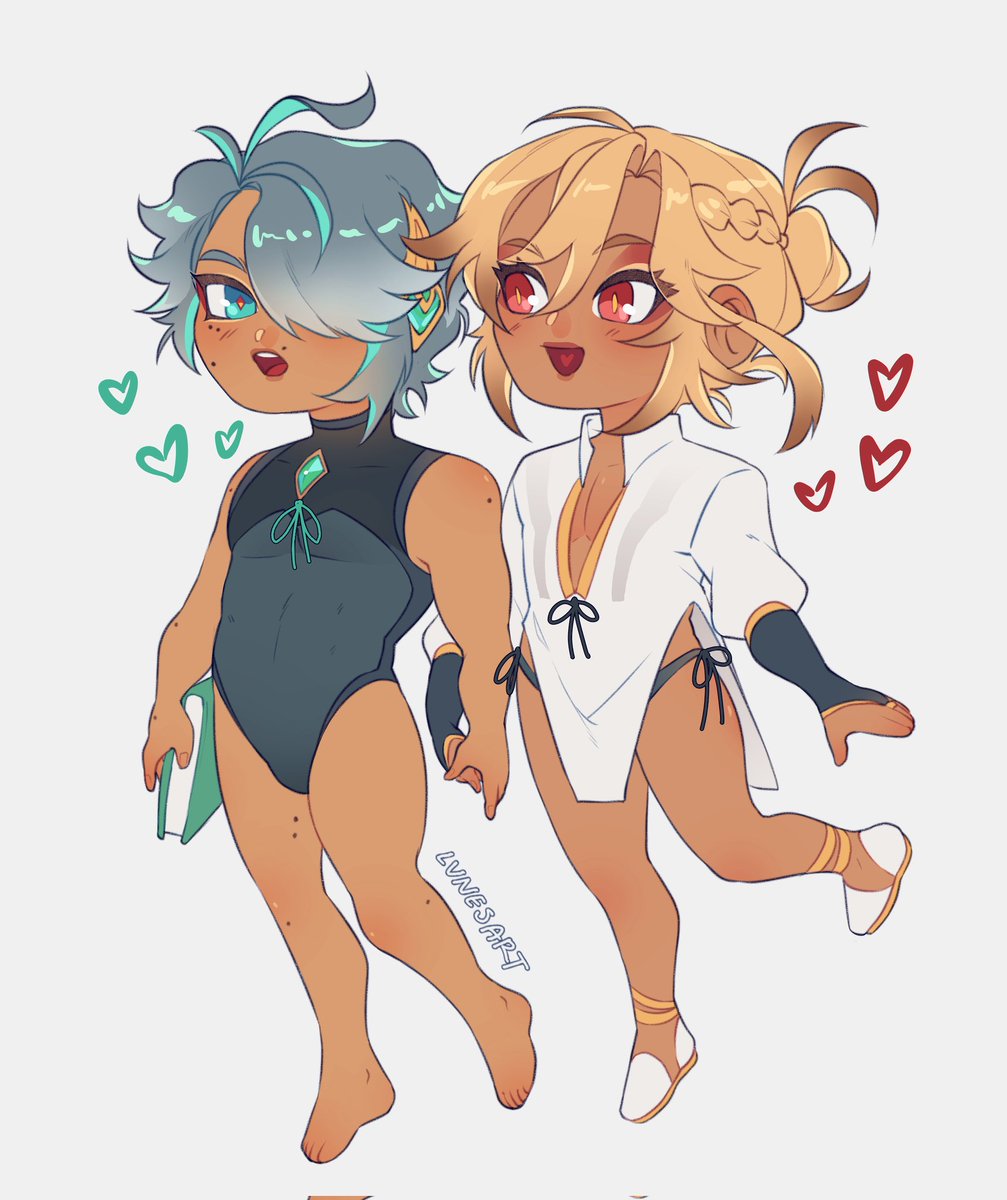 ryudrago on Twitter: "RT @lvnesart: holding them, shaking them #haikaveh #kavetham #genshinimpact"