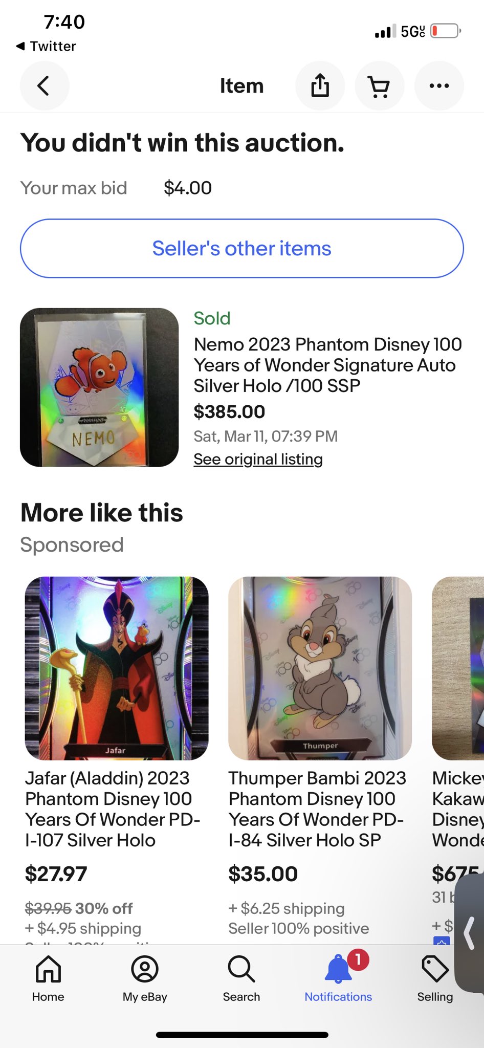 Leonard Kim ️📝📚 on Twitter: "@Masterfright22 @CardPurchaser Nooo my bid on Nemo didn’t win ...