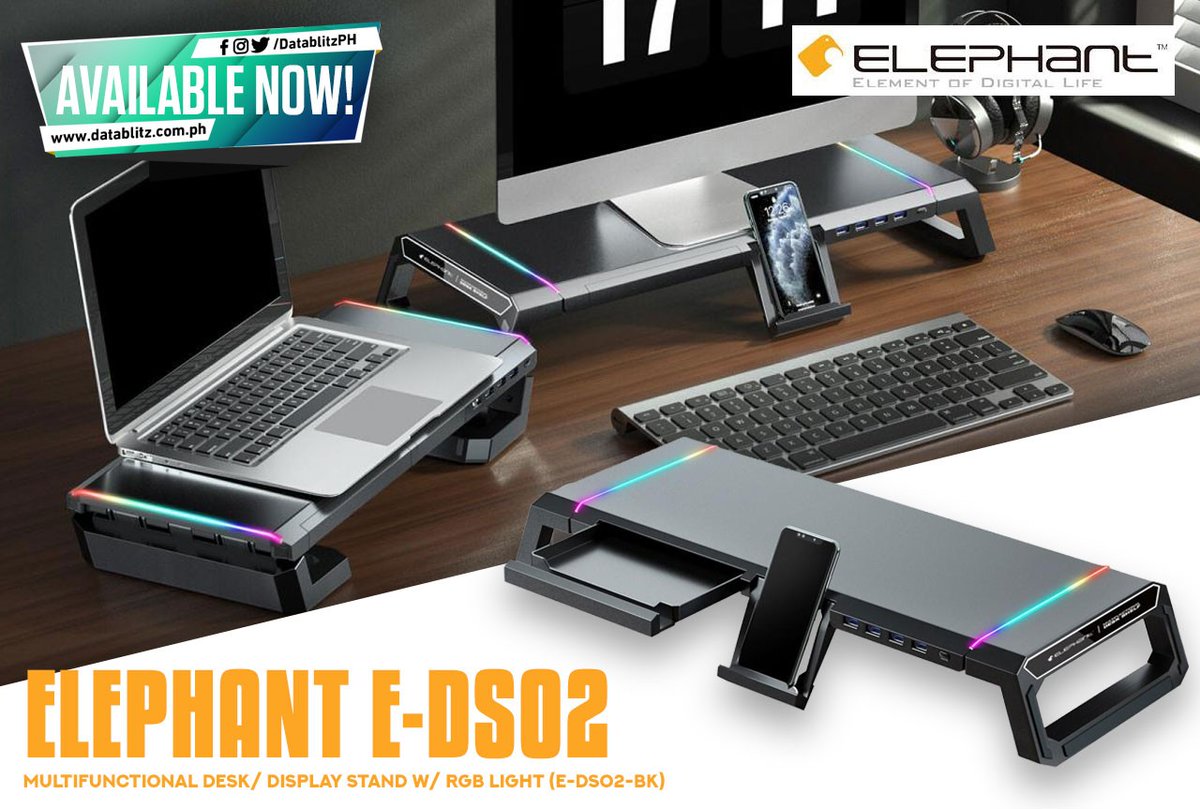 DataBlitz on Twitter: "ELEVATE YOUR SETUP. Elephant E-DS02 Multifunctional Desk/ Display Stand w ...