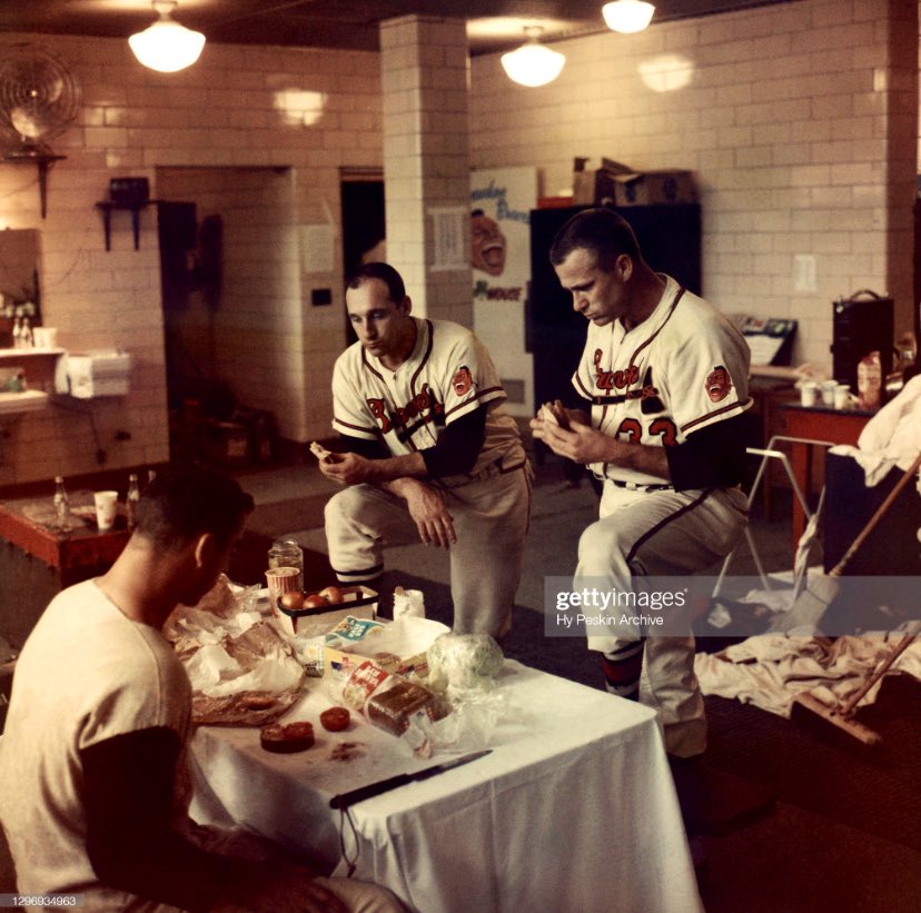 1958: Warren Spahn and Lew Burdette before a spring training game ...