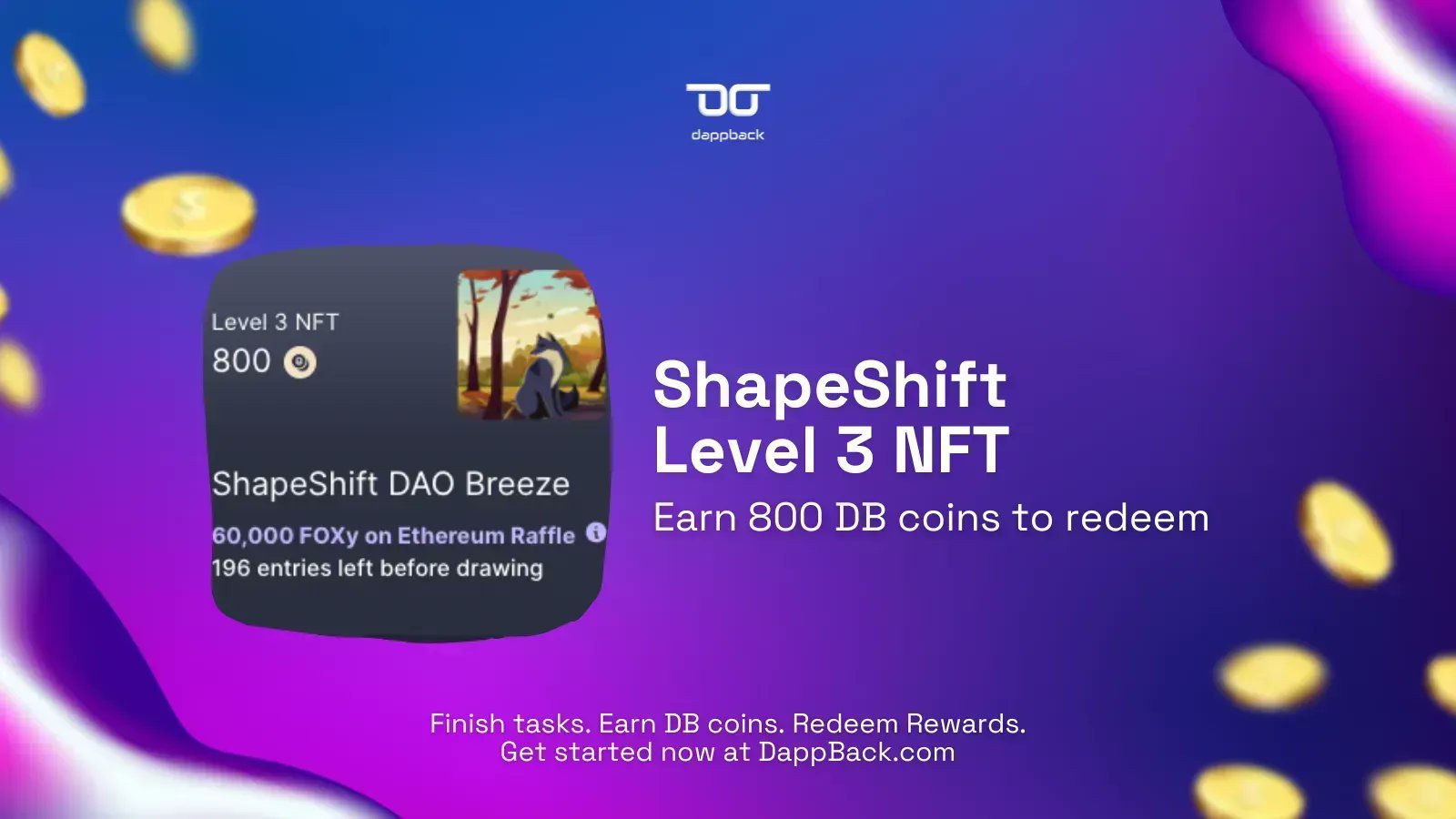DappBack on Twitter: "Earn 800 DB coins and level up with @ShapeShift 's Level 3 NFT 🚀 Get ...
