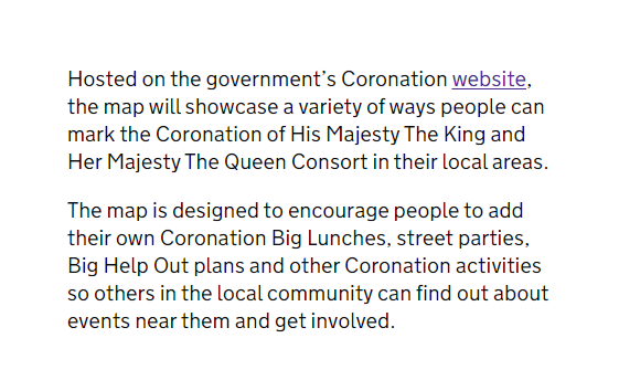 Owen Boswarva on Twitter: "Culture Secretary encourages public to add Coronation events to ...