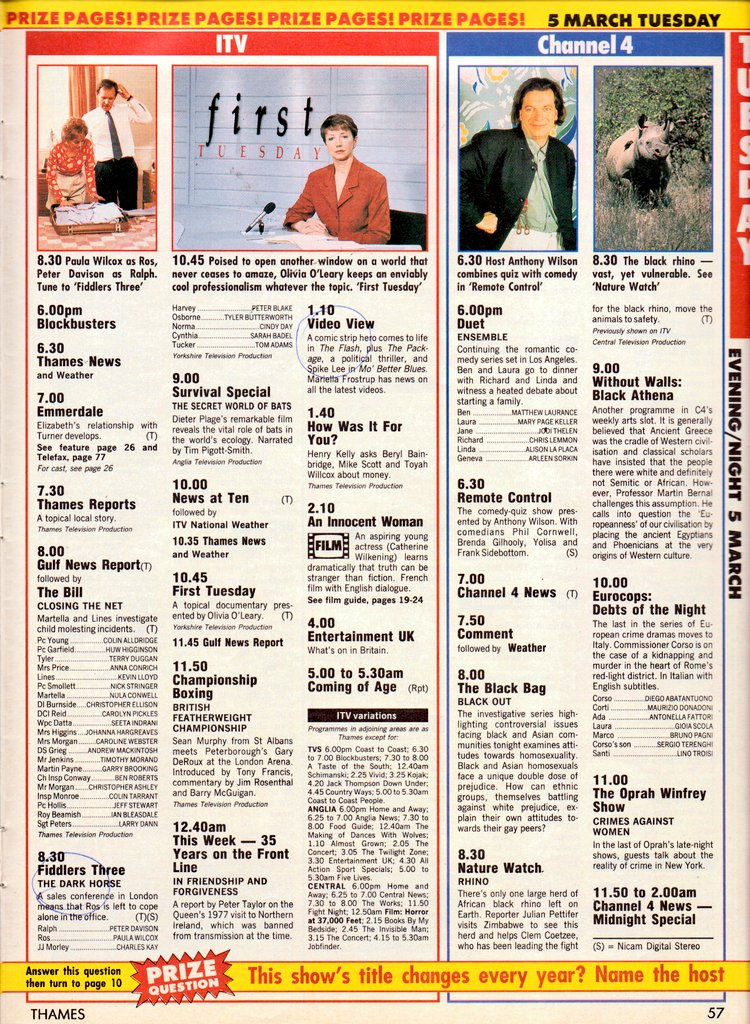 Graeme Wood on Twitter: "TV📺5/3/91 ITV 5.0:Home and Away 5.30:News 6.0:Blockbusters 6.30 ...