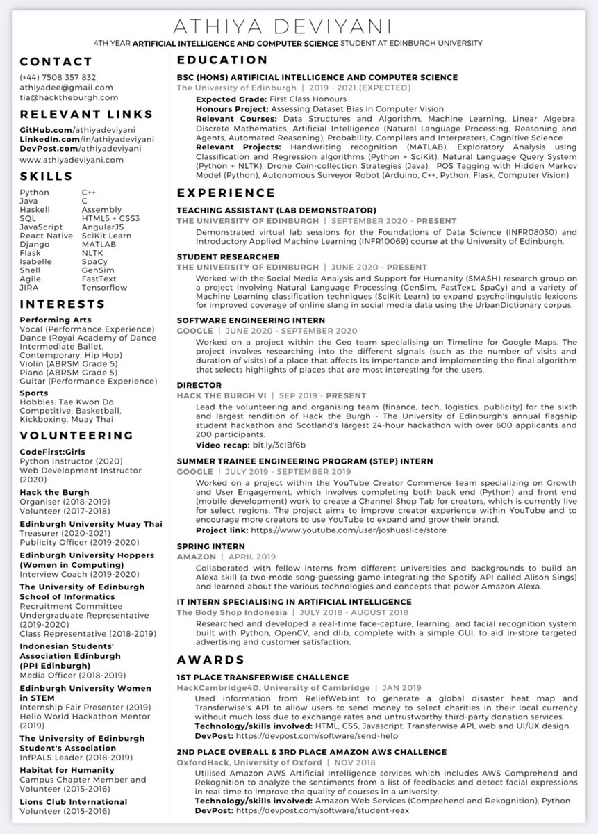 Youth Suara Surabaya on Twitter: "Nih, contoh CV Resume milik @AthiyaD yang bisa tembus magang ...