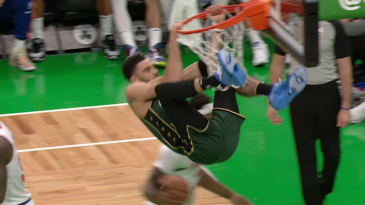 Jayson Tatum hangs on the rim and gets Boston on its feet ☘️ ESPN @espn