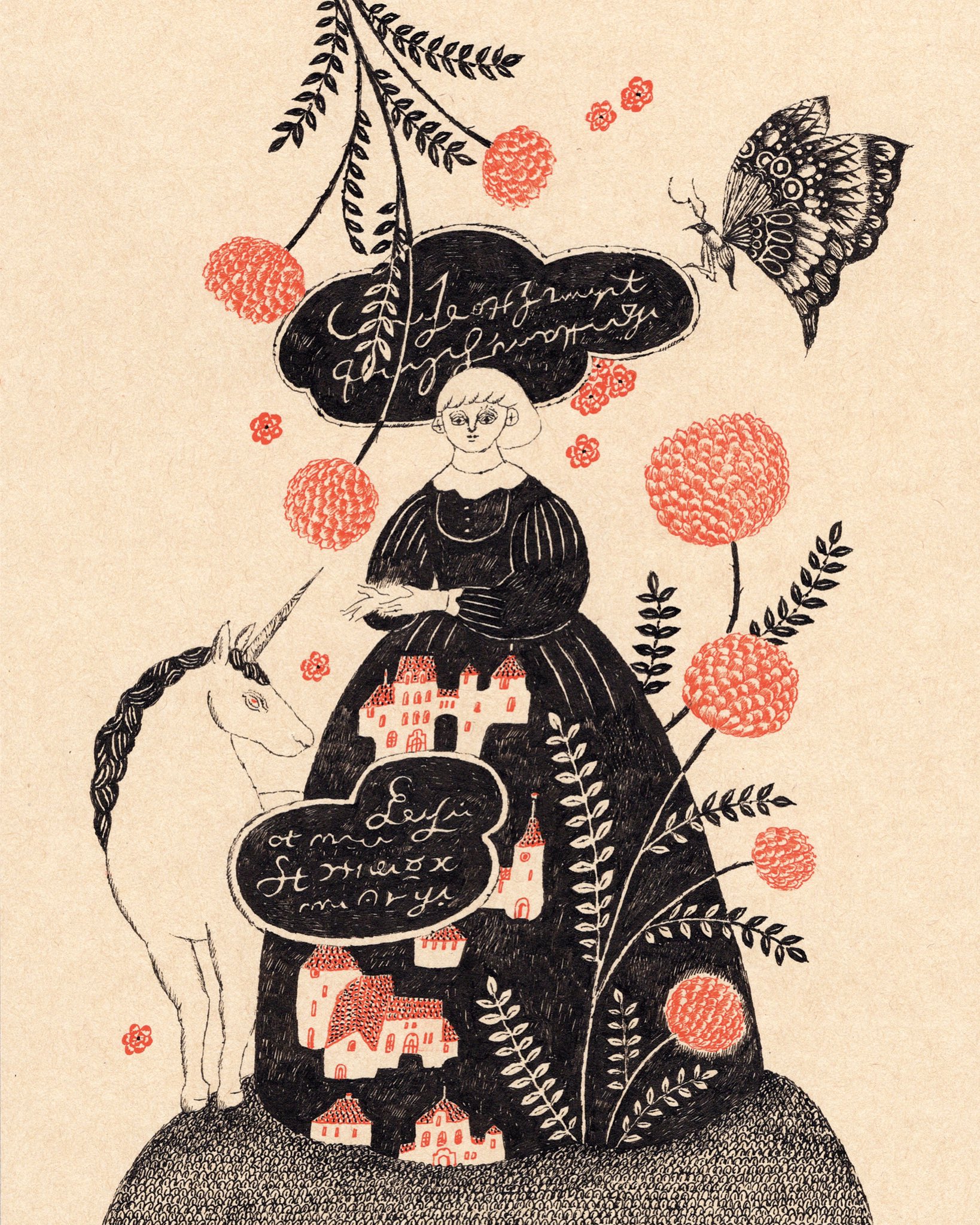 原画】杉本さなえ 煩い SANAE SUGIMOTO「Dragon Skirt」墨汁 原画】杉本さなえ 煩い SANAE SUGIMOTO「Dragon Skirt」墨汁
