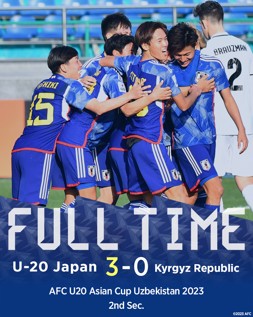 サッカー日本代表 🇯🇵 on Twitter: "🔹️試合終了🔹️ 🏆AFC U20 #アジアカップ 2023 GS第2節 🇯🇵U-20日本代表 3-0 U-20キルギス代表🇰🇬 ⌚️19 ...