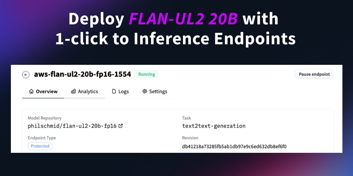 Philipp Schmid on Twitter: "FLAN-UL2 20B is available on @huggingface ! 🚀🔥 And you can 1-click ...