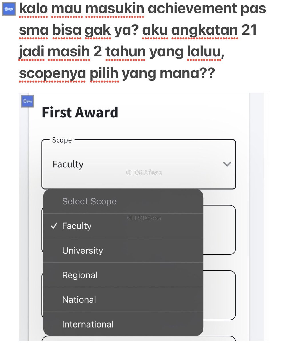 IISMAfess | Menfess ON on Twitter: "ada yang masukin achievement SMA juga gak yaa di cv IISMA ...