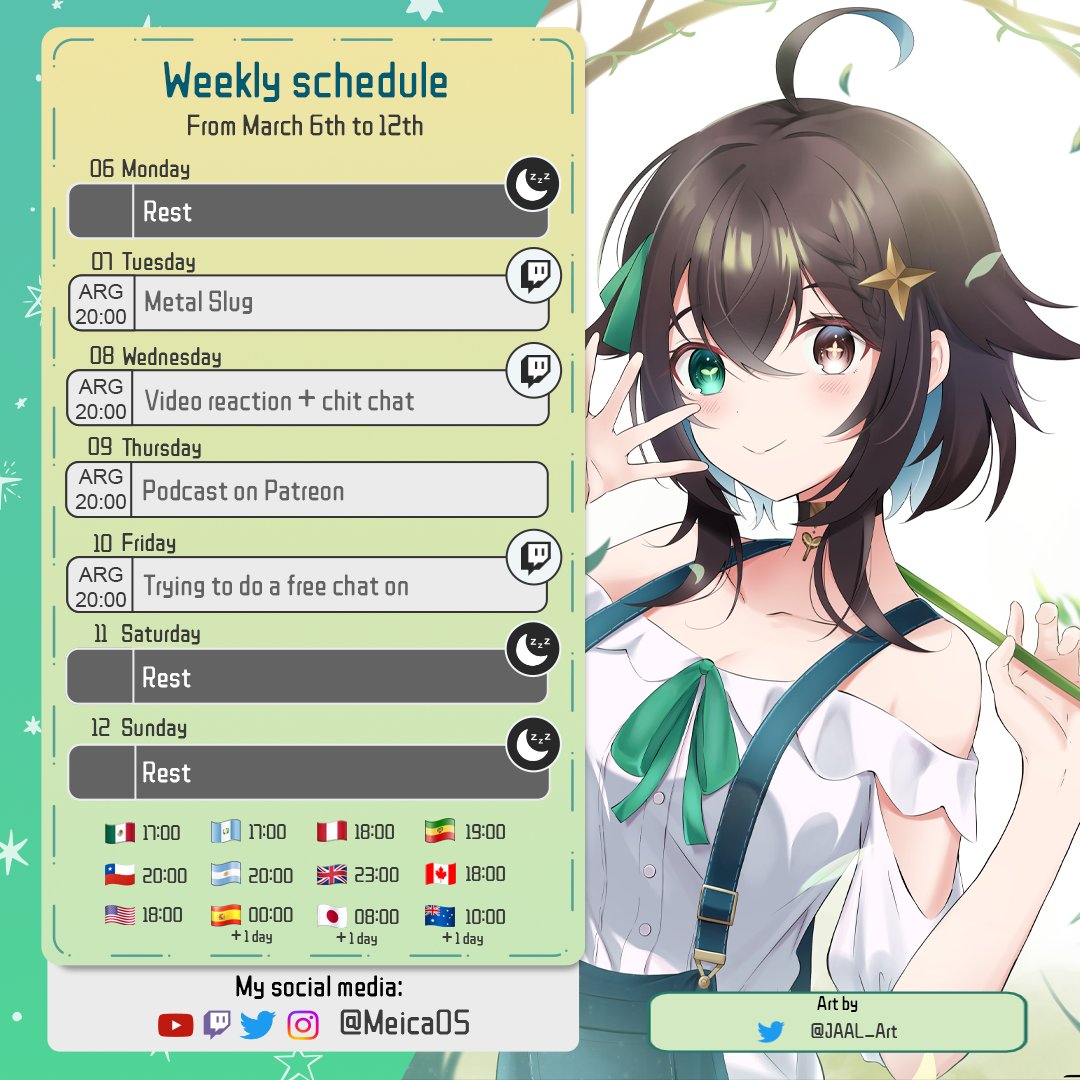 Meica in English on Twitter: "Weekly Schedule￤6/march - 13/march ⚠️Schedule subject to changes ...