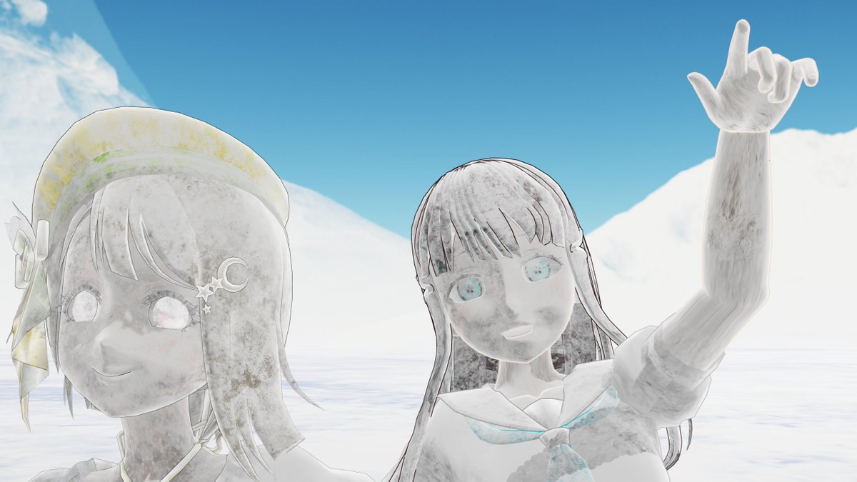 「蒼」のエーテル on Twitter: "RT @harusame_aoneko: > 吹雪で閉じ込められ、氷の彫刻になったラブライブシリーズの黒澤ダイヤと中須かすみを描いてください ...