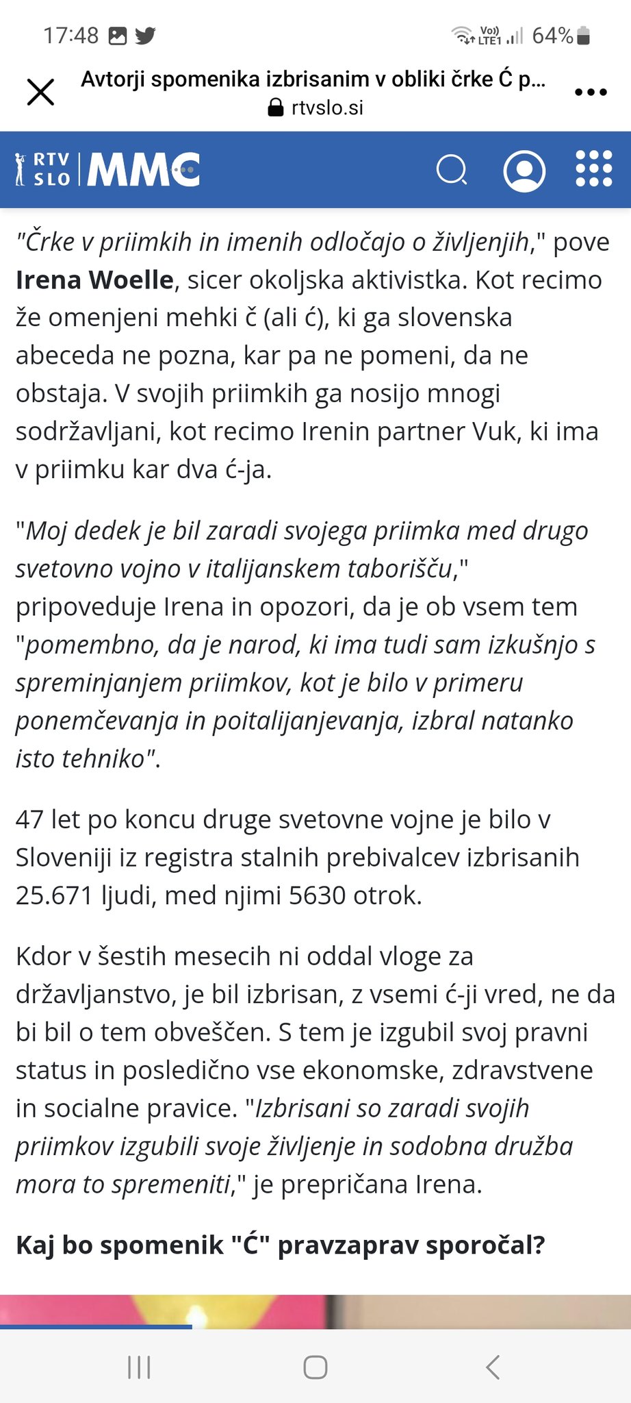 SlavaSloveniji🇸🇮 on Twitter: "Irena Woelle in Vuk Čosič v članku povesta, da sta Žida. In sta na ...