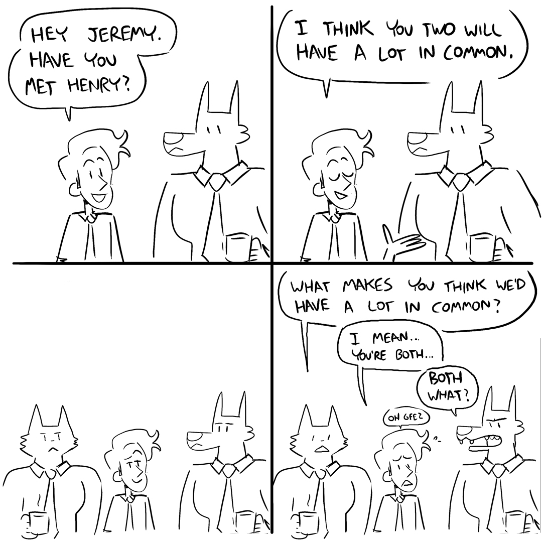 「Live now on https://t.co/scYEbgQ8Di, drawing an AWOO COMIC!!」AC Stuartの漫画