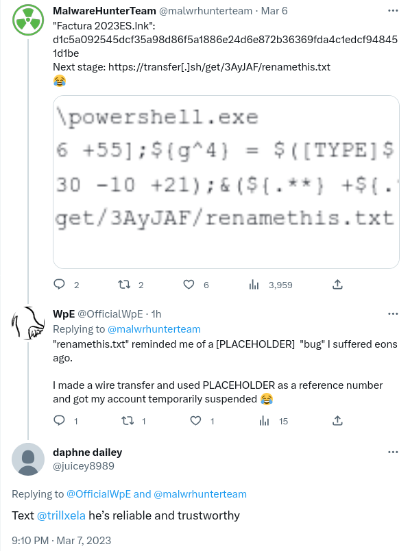 MalwareHunterTeam on Twitter: "😂"