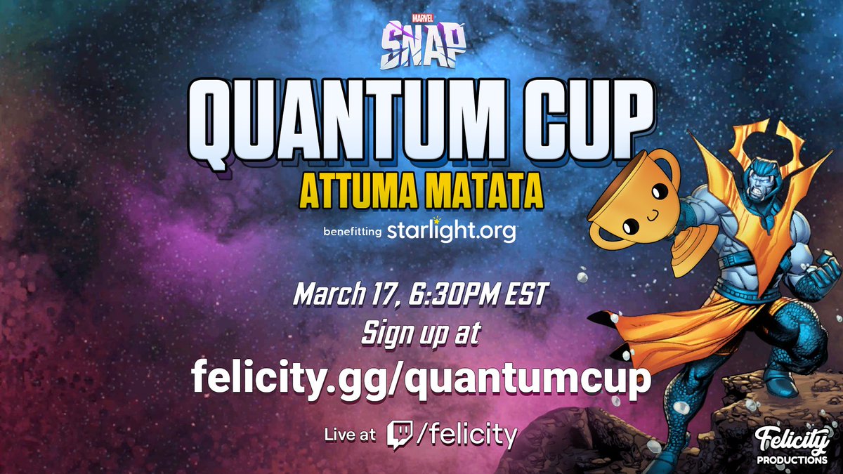 Felicity on Twitter: "Excited to announce the Quantum Cup: Attuma Matata, a 32-player single ...