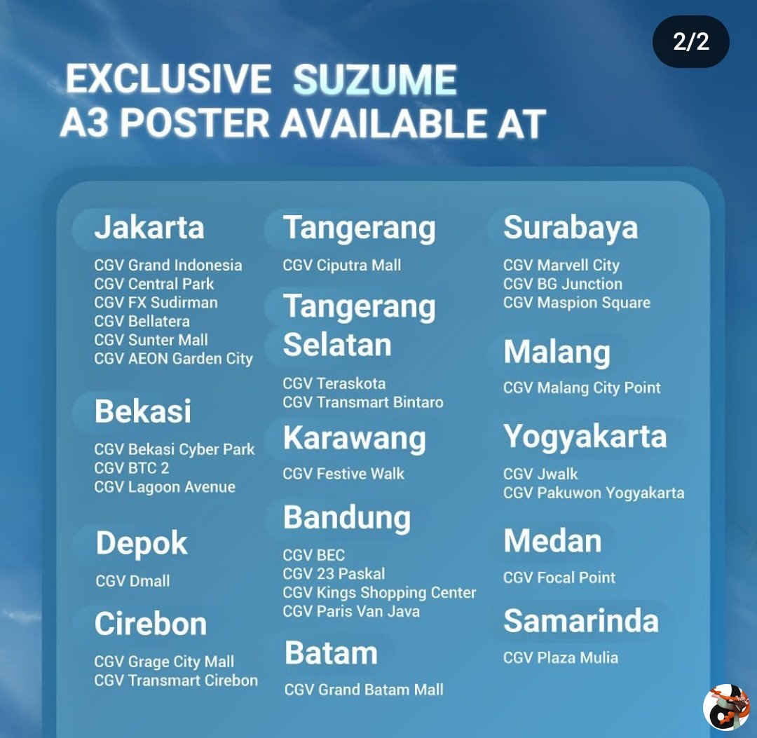 JAPANFESS TERANG on Twitter: "*jpf Poster suzume cuma bisa dapat di CGV tertentu Syarat : hanya ...