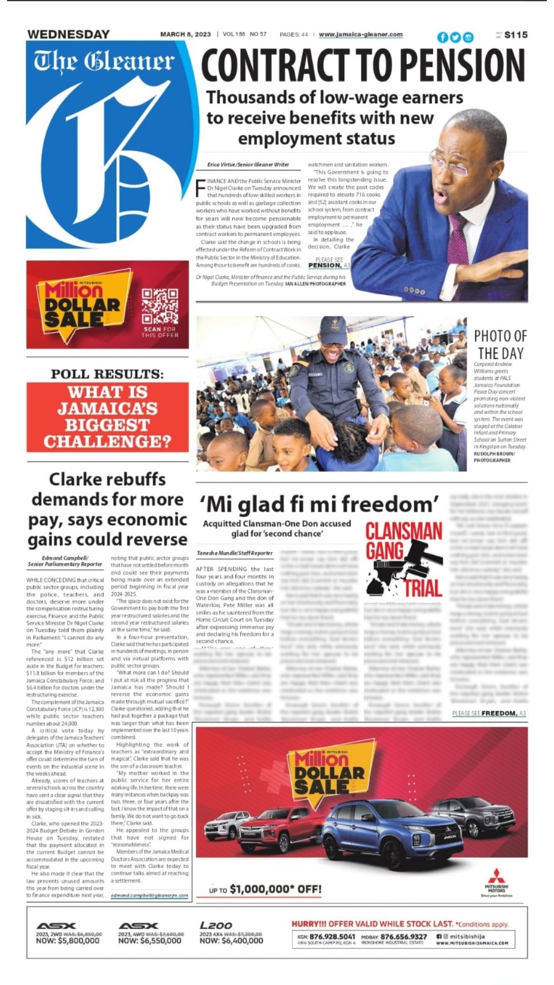 Jamaica Gleaner on Twitter: "Wednesday's front page of The Gleaner. Pick up a copy or read ...